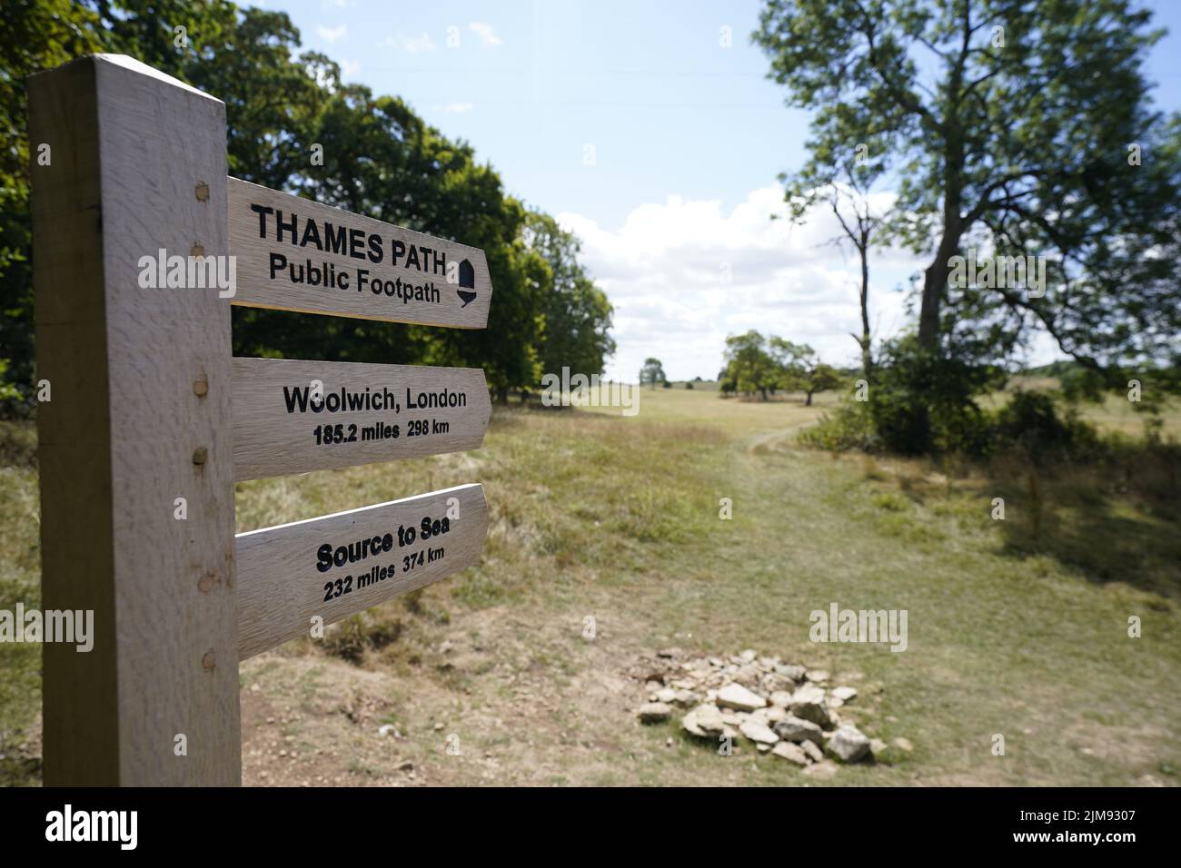A signpost near the traditional source of the River Thames known as ...