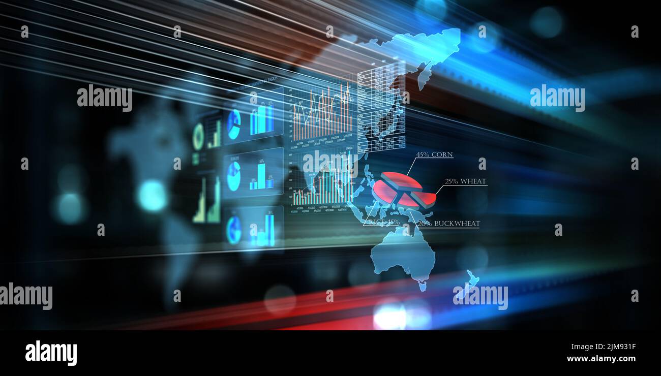 Business graph and trade monitor Stock Photo - Alamy