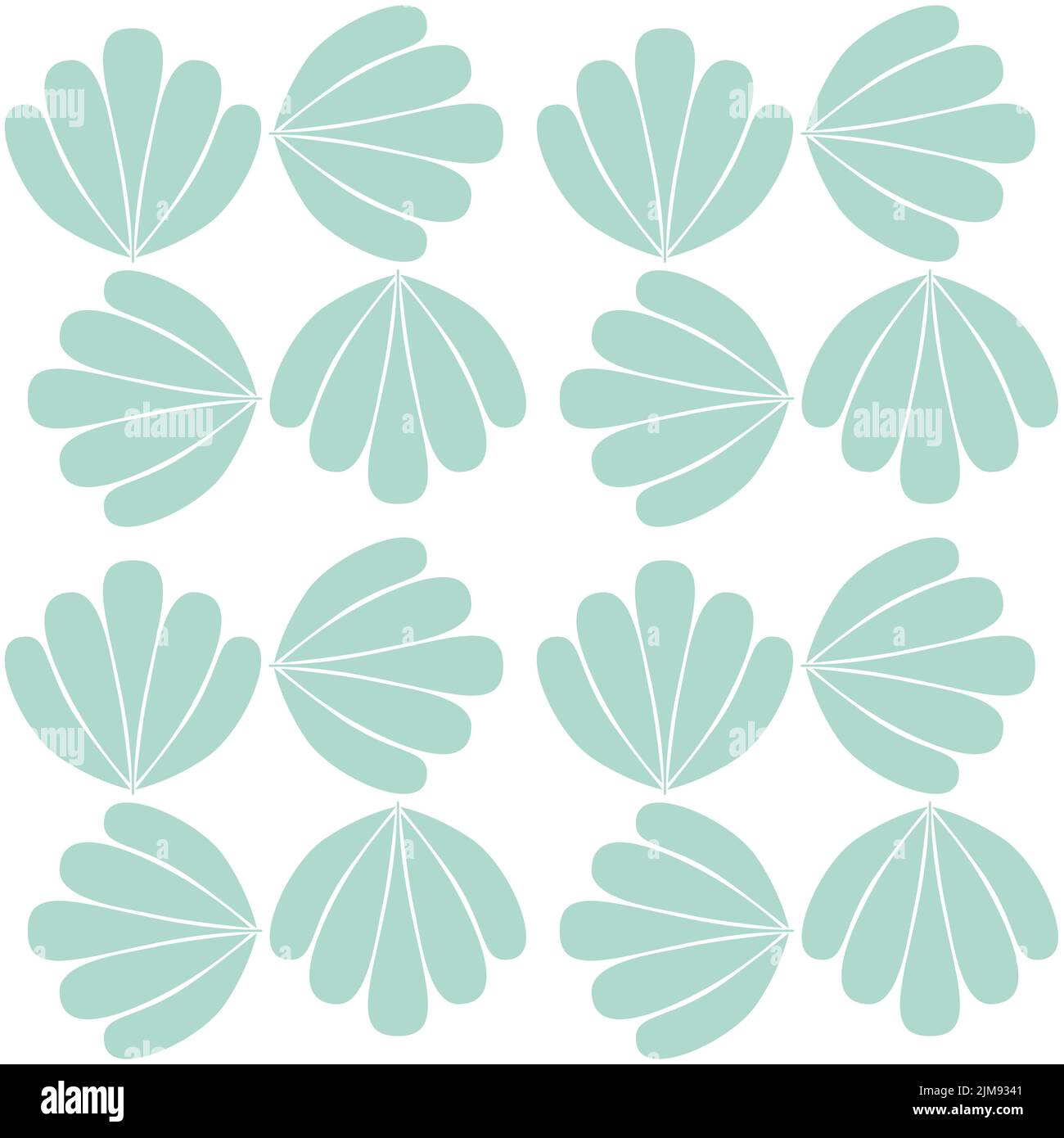 Blue green mint clam shell seamless pattern nautical theme vector ...