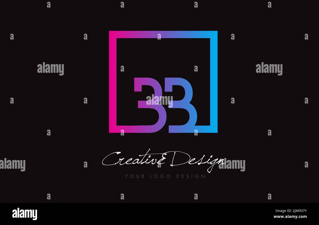 BB Square Framed Letter Logo Design Vector with Purple Blue Colors ...