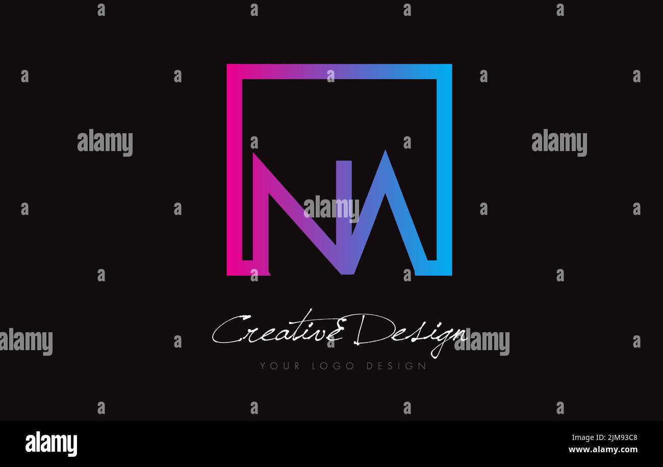 NA Square Framed Letter Logo Design Vector with Purple Blue Colors ...