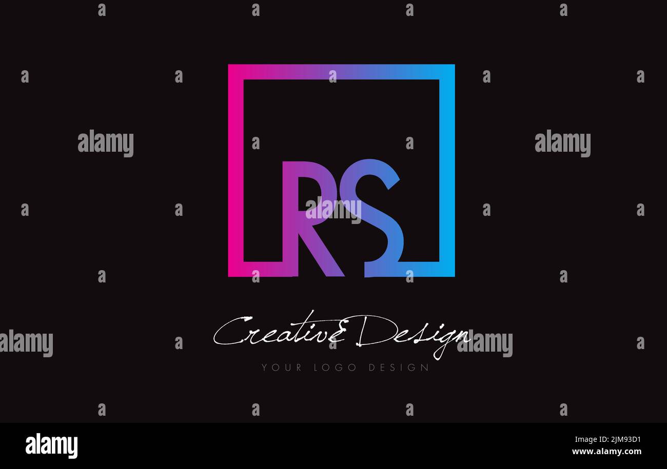 RS Square Framed Letter Logo Design Vector with Purple Blue Colors ...
