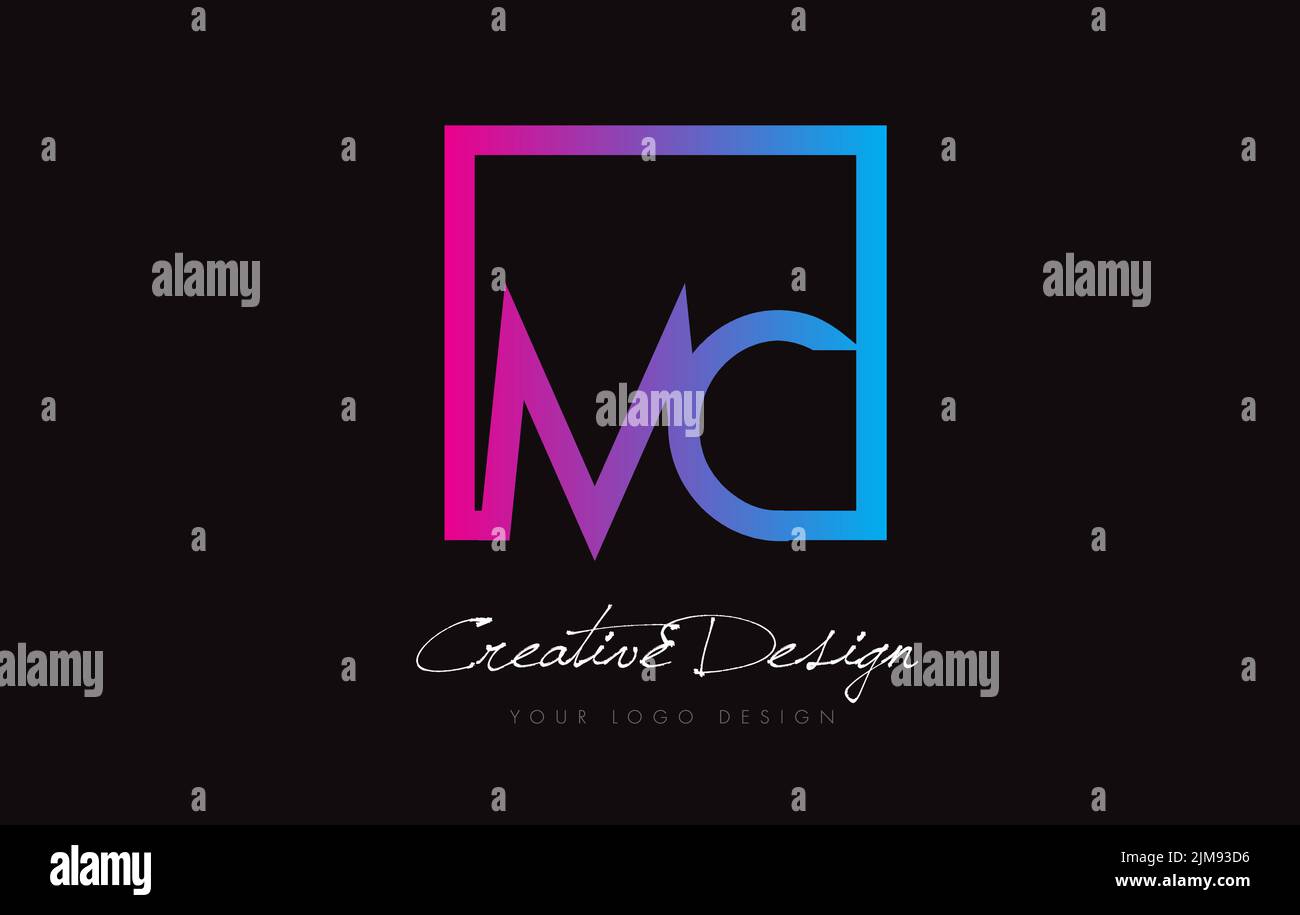 MC Square Framed Letter Logo Design Vector with Purple Blue Colors ...