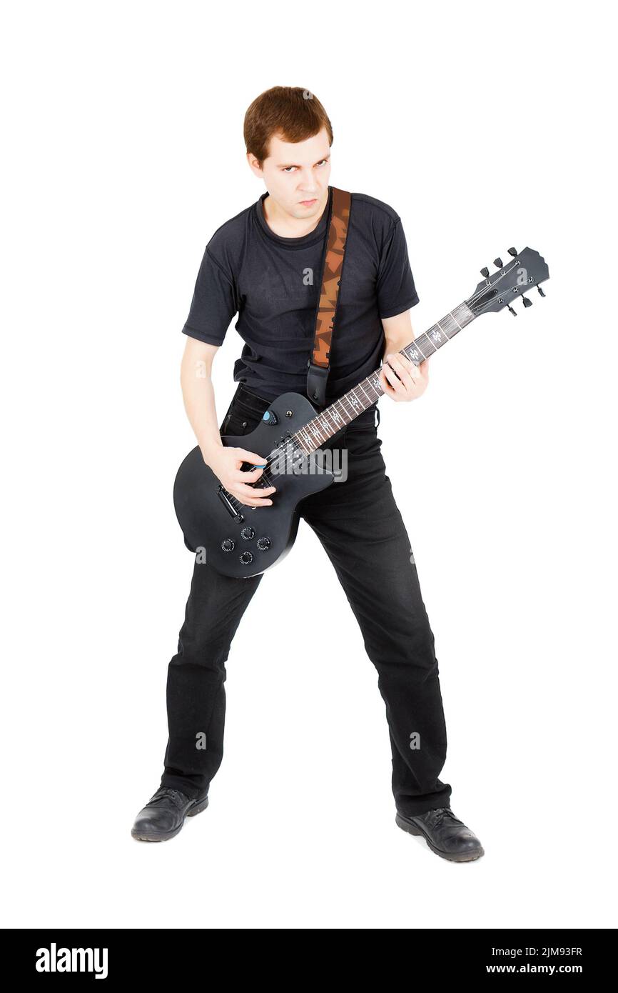 Rock musician on white background Stock Photo - Alamy
