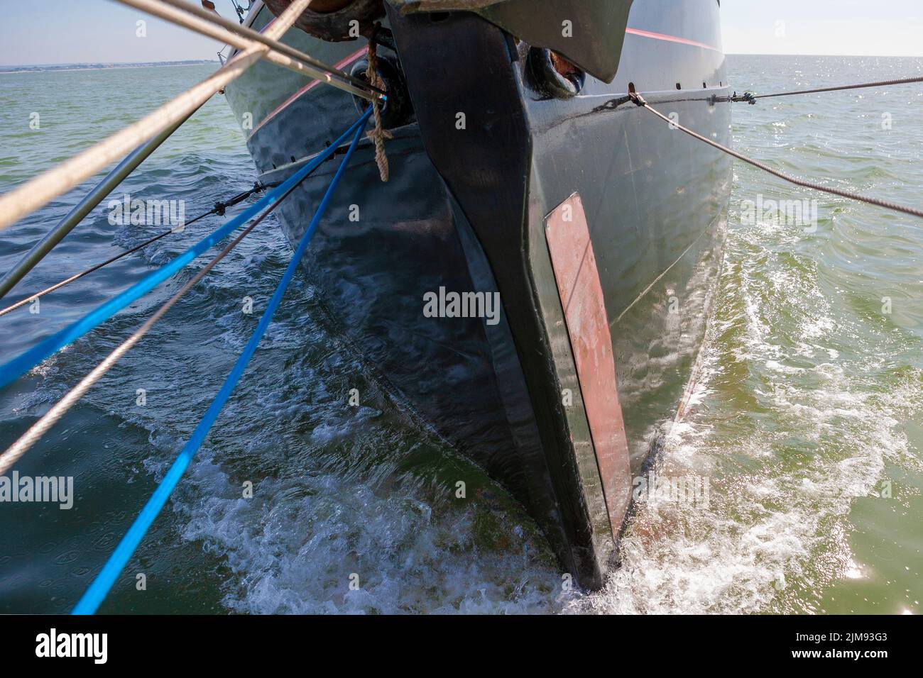 The bows of the traditional gaff cutter "Jolie Brise": seen from out on ...