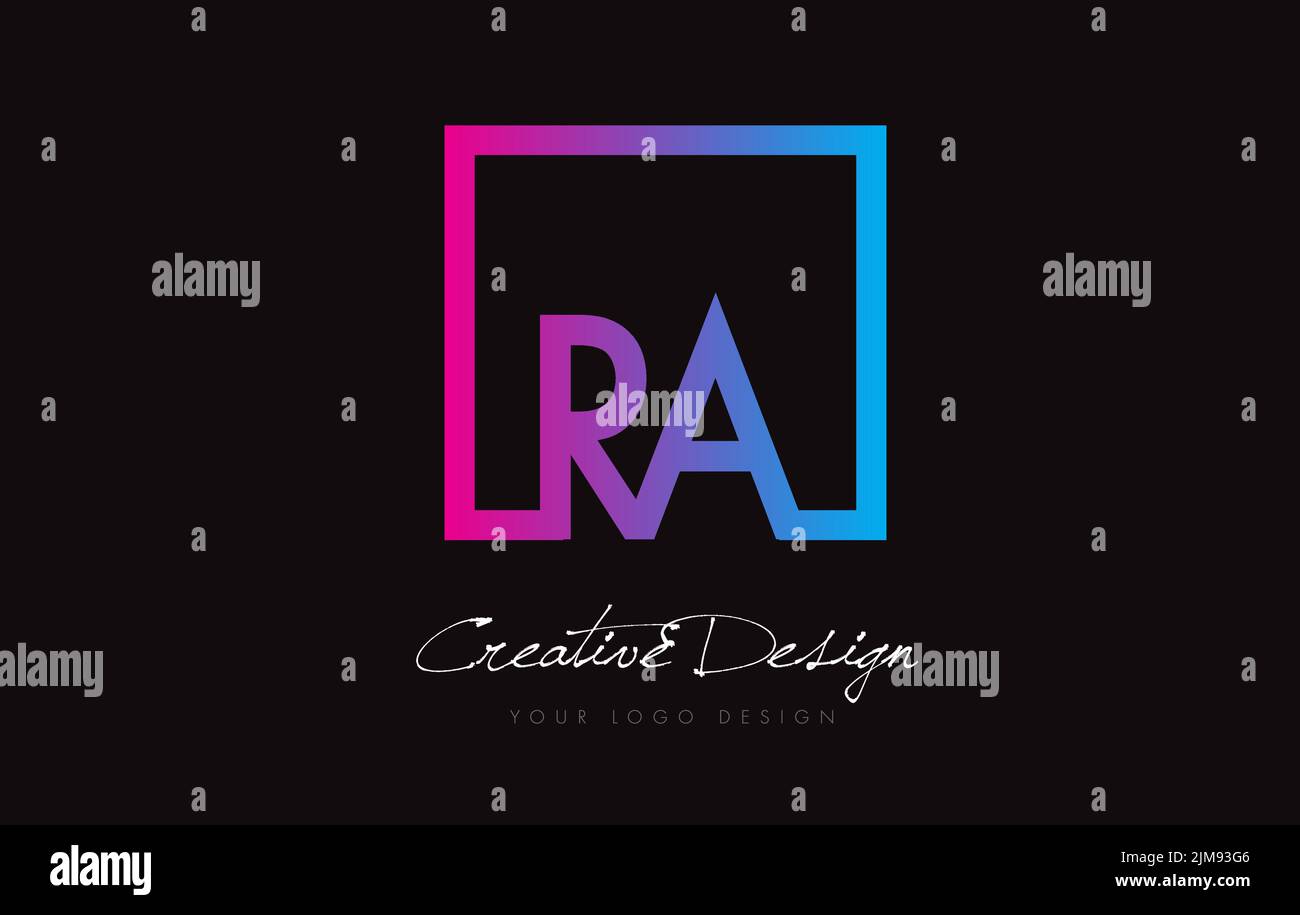 RA Square Framed Letter Logo Design Vector with Purple Blue Colors ...
