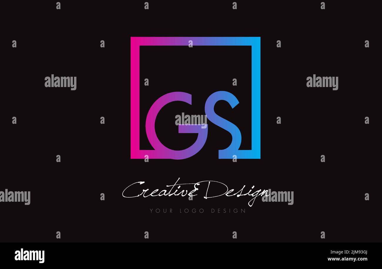 GS Square Framed Letter Logo Design Vector with Purple Blue Colors ...