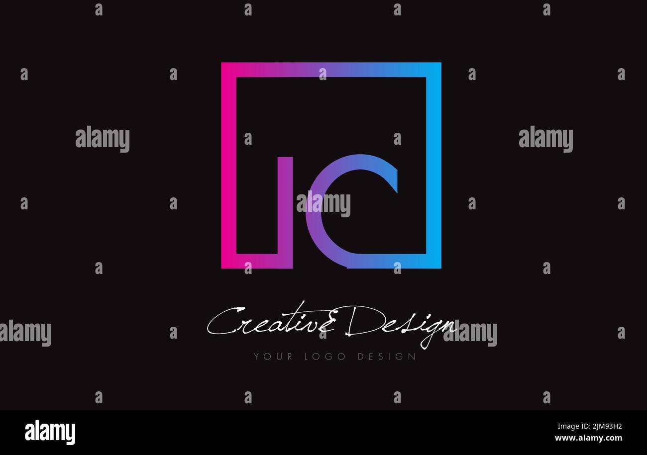 IC Square Framed Letter Logo Design Vector with Purple Blue Colors ...