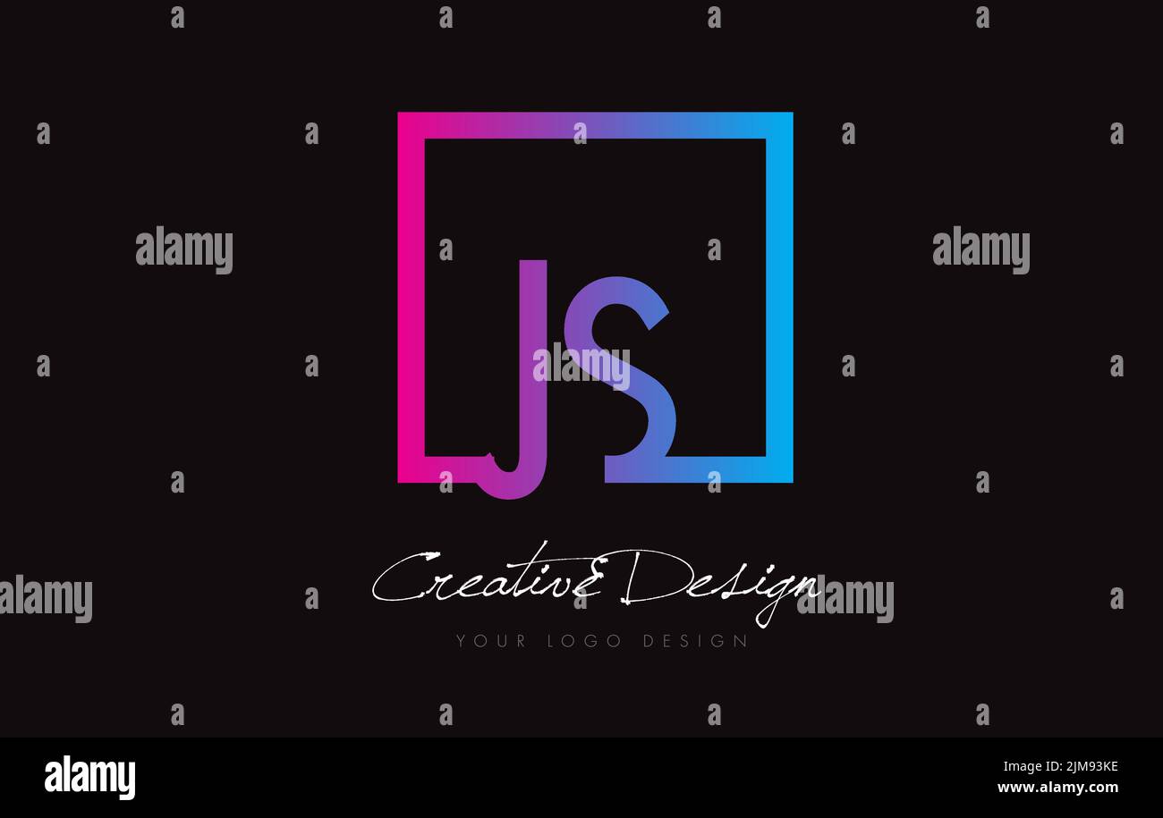 JS Square Framed Letter Logo Design Vector with Purple Blue Colors ...