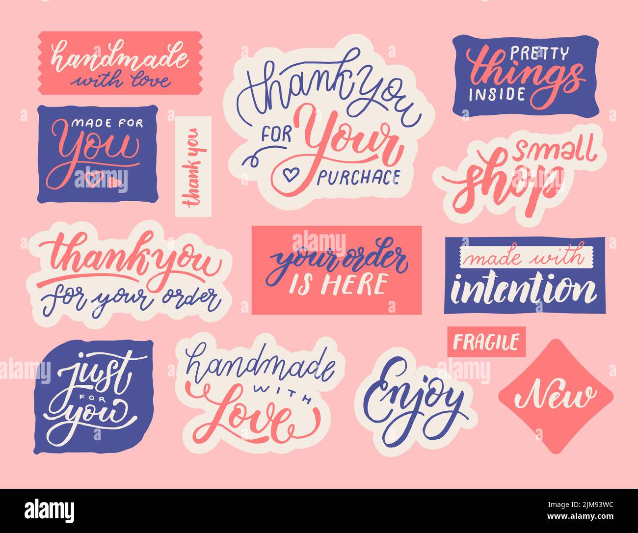 Small shop lettering sticker elements. Vector illustration Stock Vector ...