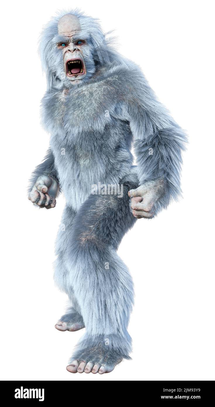 3D rendering of a fantasy creature yeti isolated on white background ...