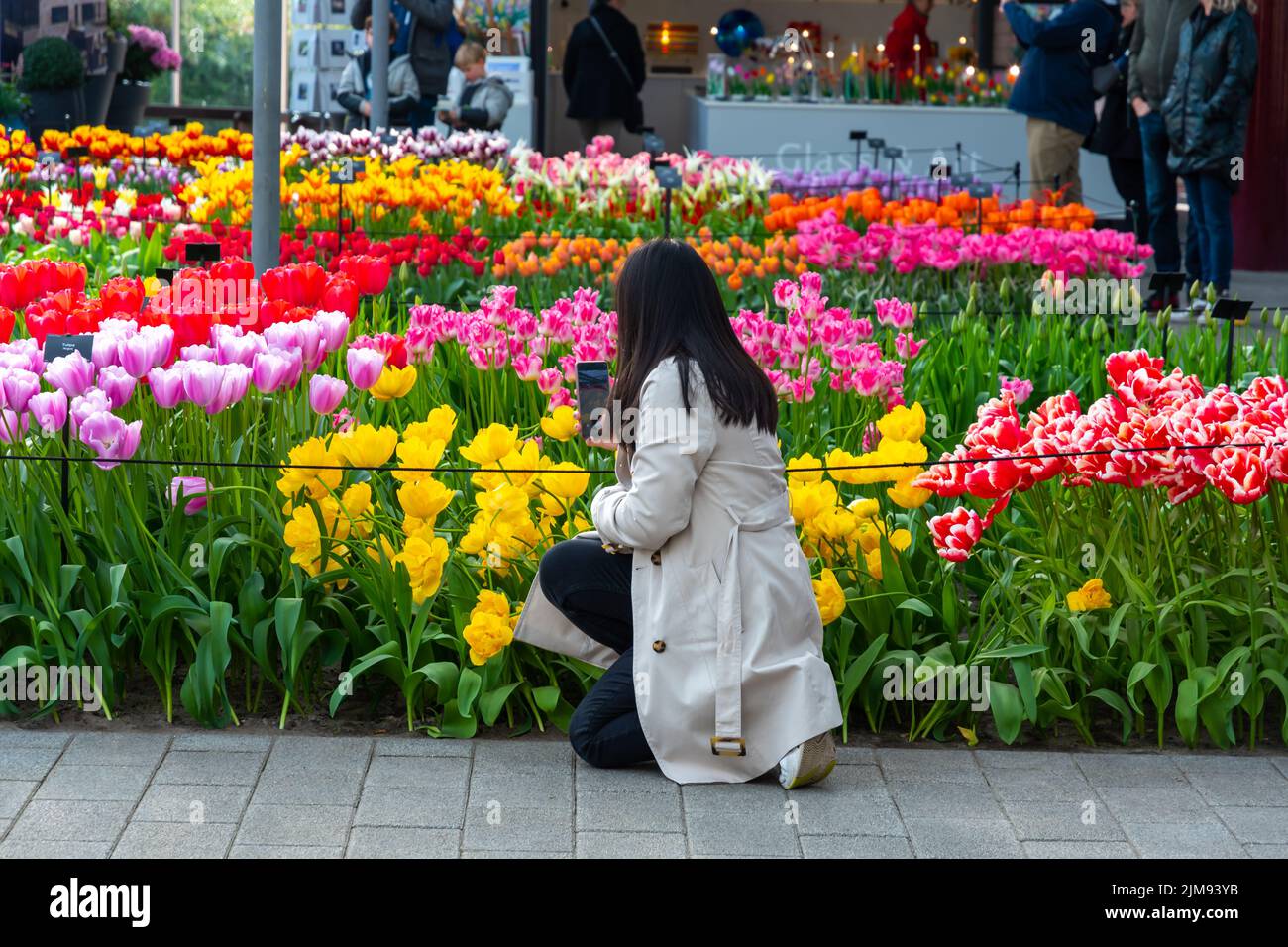 Lisse, Netherlands - 14.4.2022: Tourists are visiting the Keukenhof ...