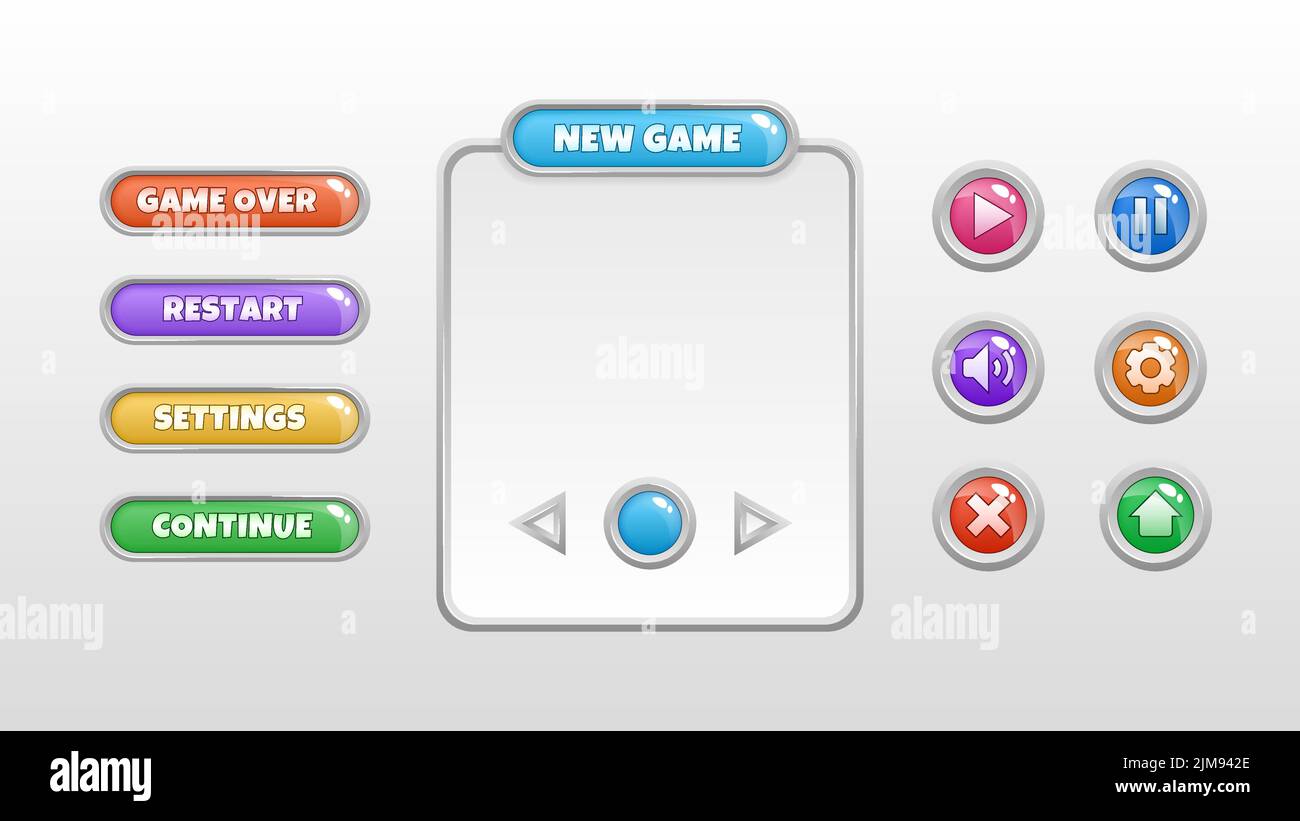 Game Menu Template. Restart, Settings, Continue Gaming Interface ...