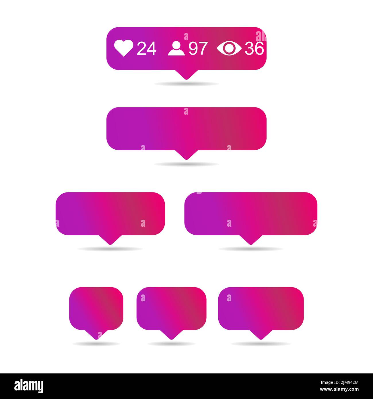 Set of Interface buttons web design shadow, social media icon symbol ...