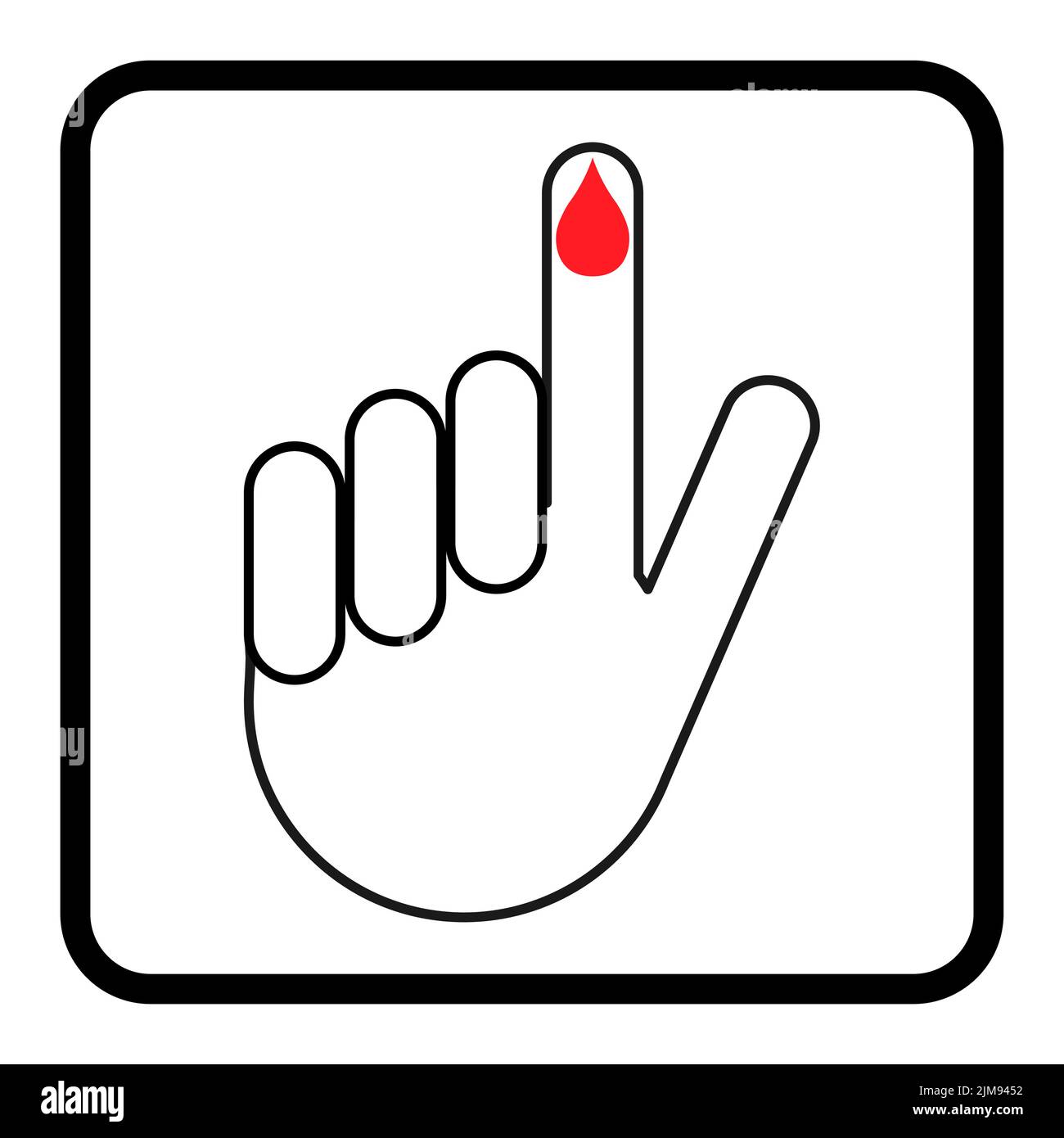Hand finger with drop blood icon, medical health test symbol, control ...