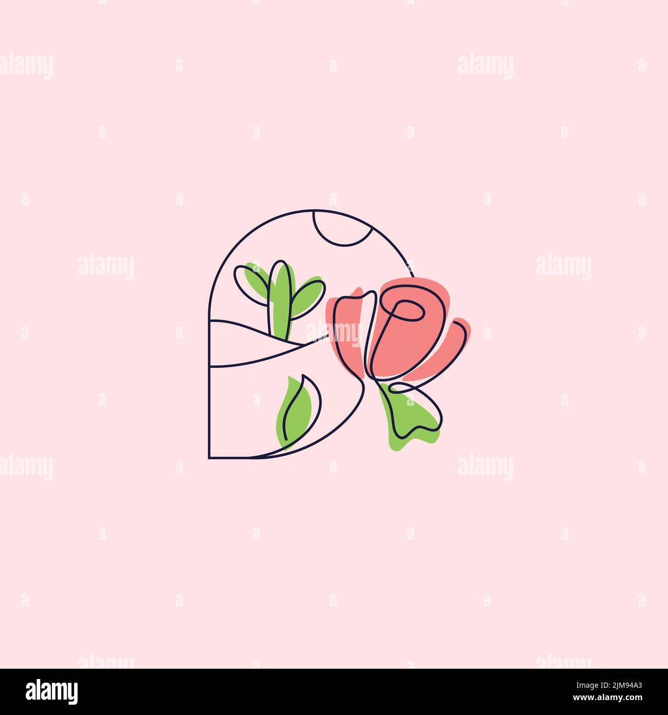 Desert and Rose line art drawing vector illustration. Vector ...