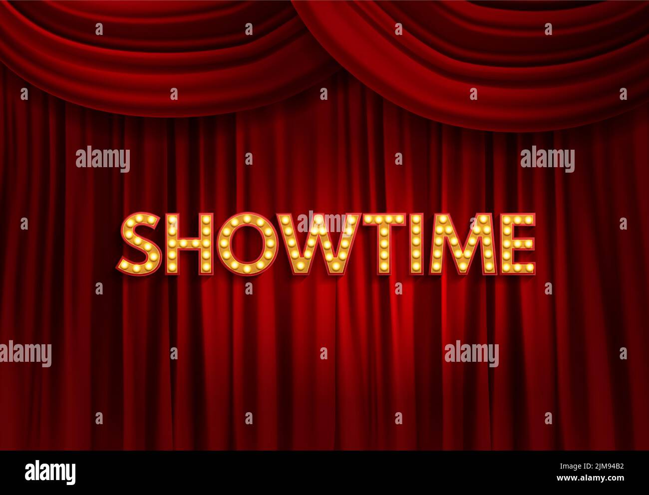 Red Curtain ShowTime Background. Vector Illustration Stock Vector Image ...