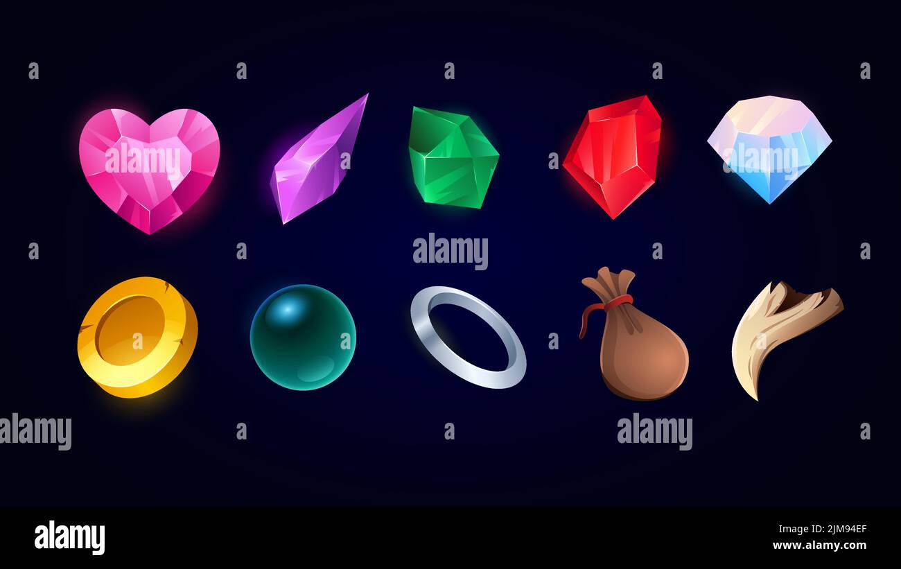 Treasure Set for Video Gaming. Isolated Graphic Elements. Vector ...