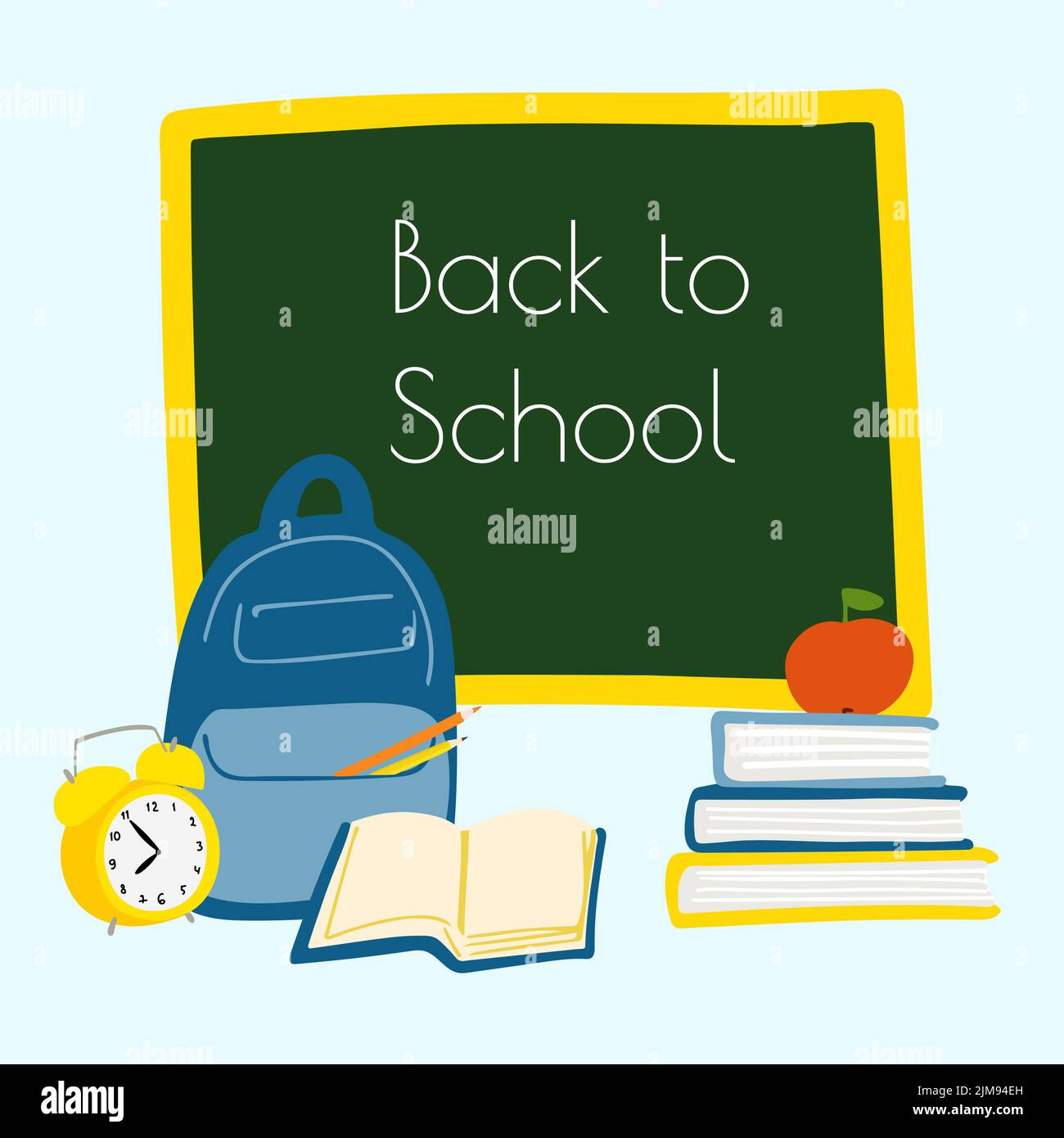 Illustration school board, backpack, books and text Back to school ...
