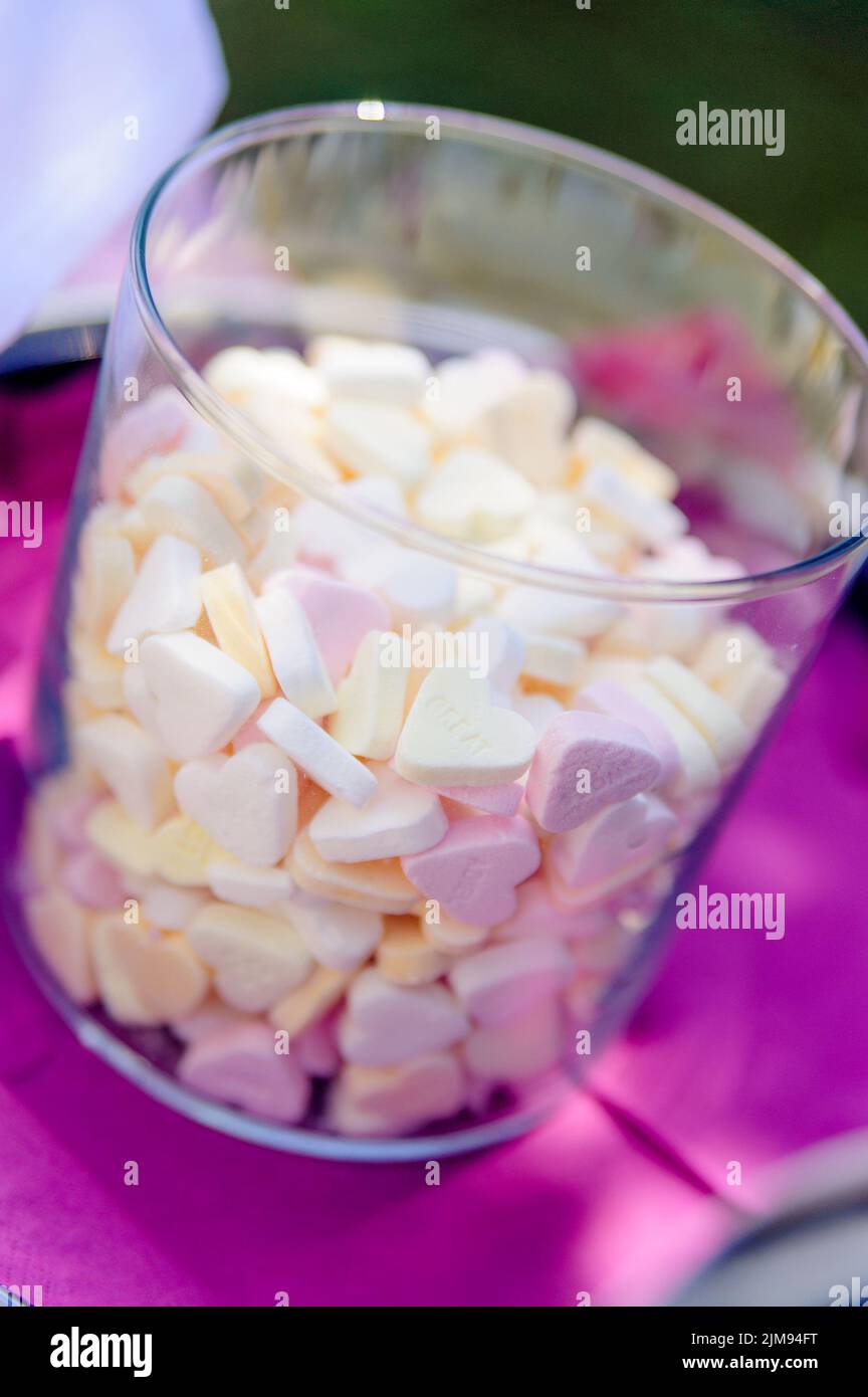 Colorful Candy Conversation Hearts Stock Photo - Alamy