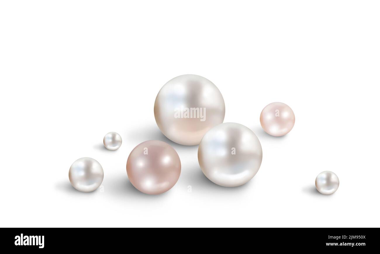 Group of shimmering beautiful pearls on white background Stock Photo ...