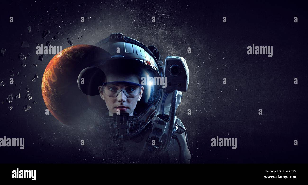 Astronaut and space exploration theme Stock Photo - Alamy