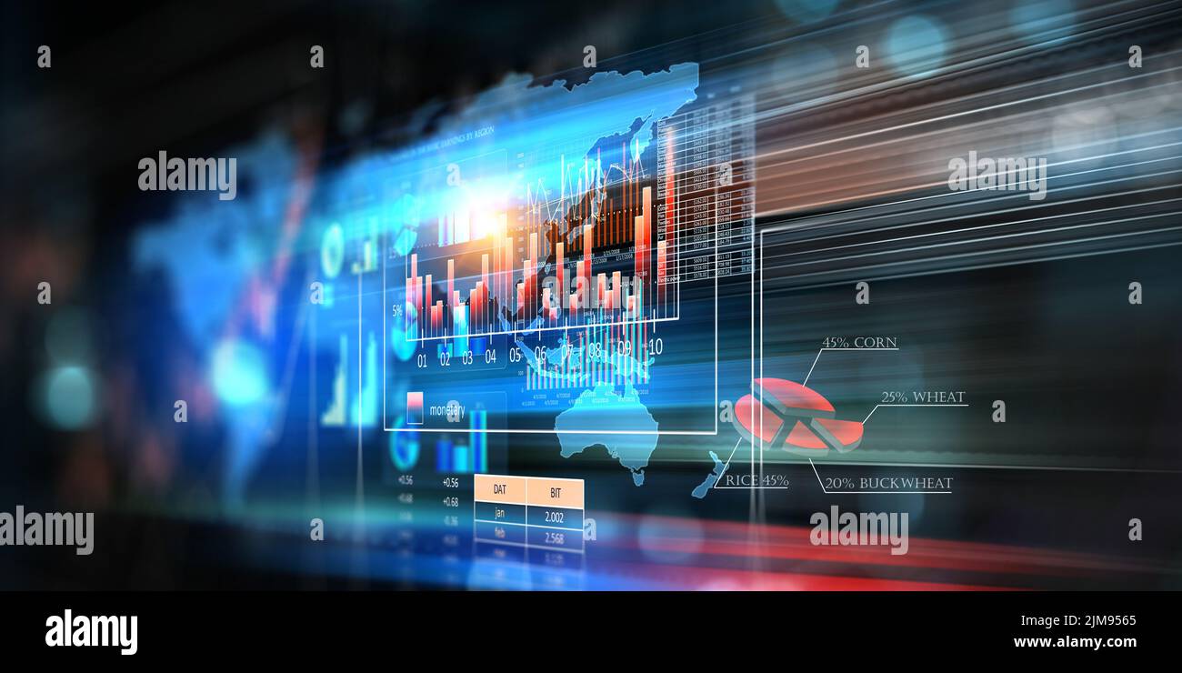 Business graph and trade monitor Stock Photo - Alamy