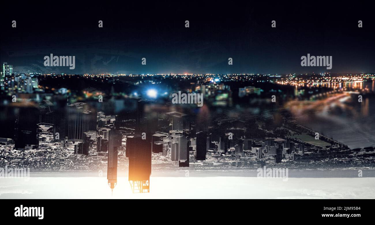 Smart city concept downtown internet communication hi-res stock ...