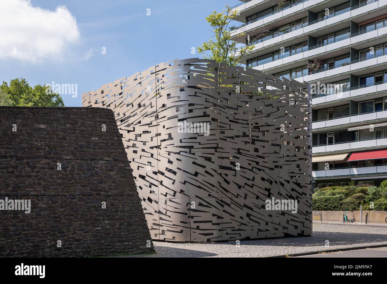 flood pumping station on the river Rhine in the district Rodenkirchen ...