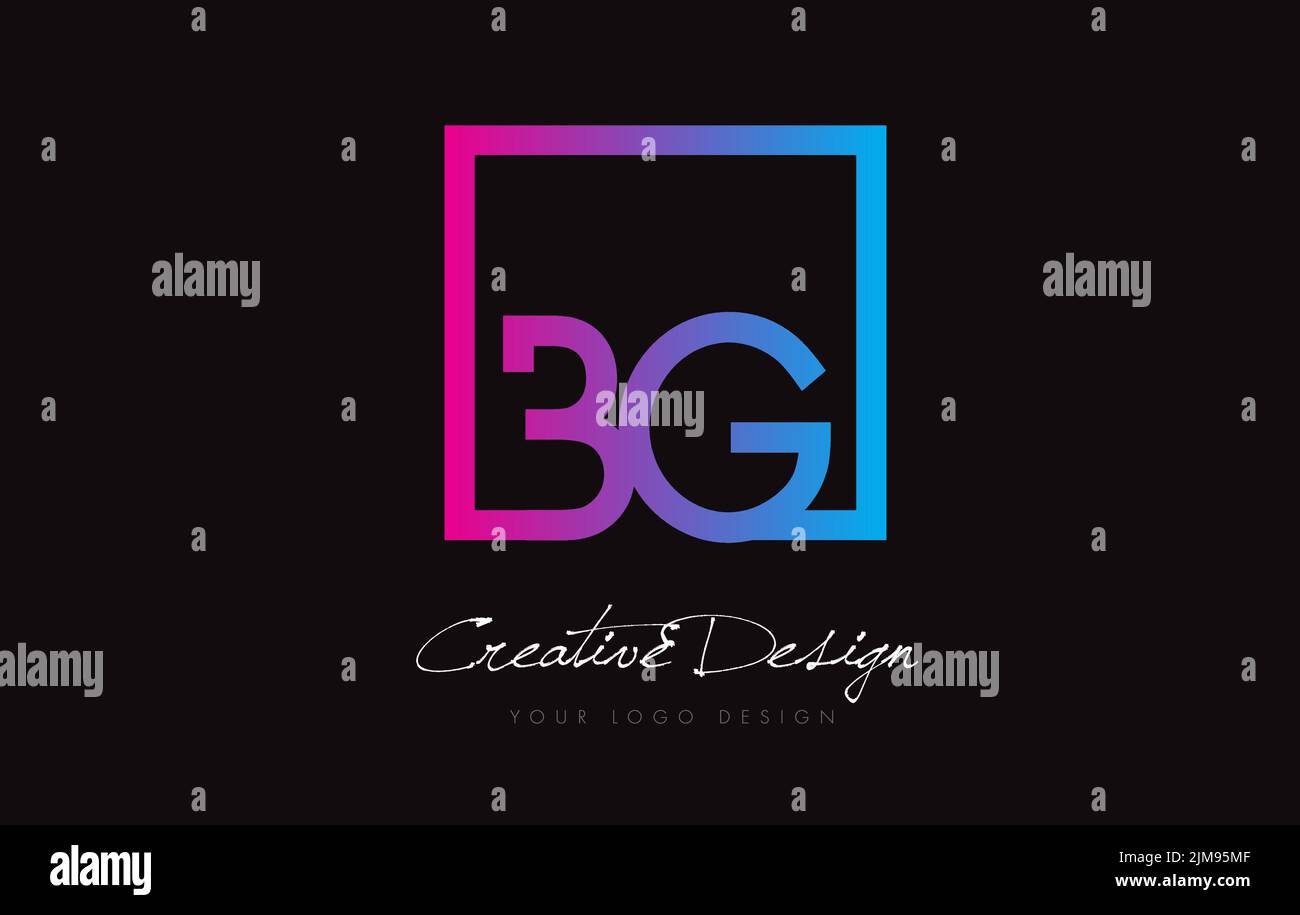 BG Square Framed Letter Logo Design Vector with Purple Blue Colors ...