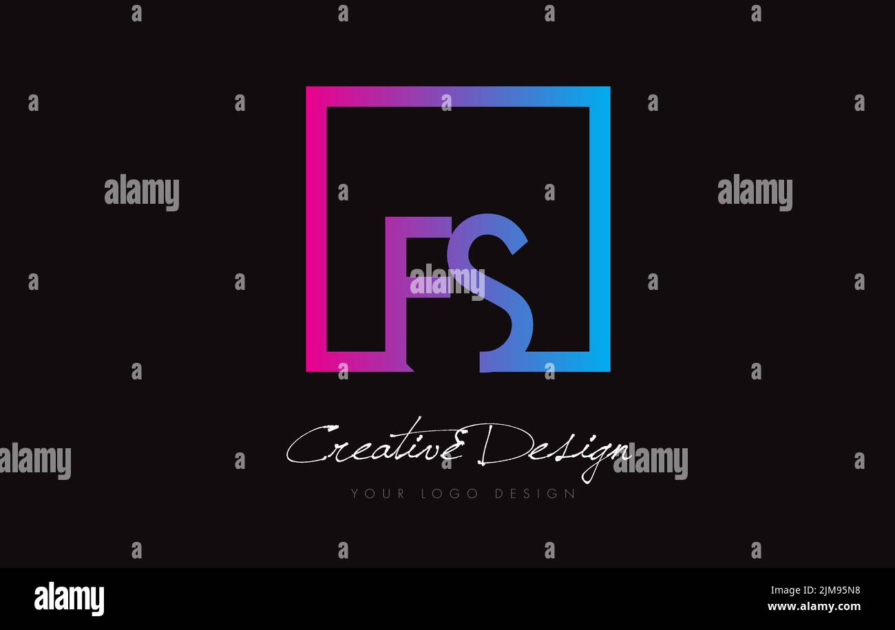 FS Square Framed Letter Logo Design Vector with Purple Blue Colors ...