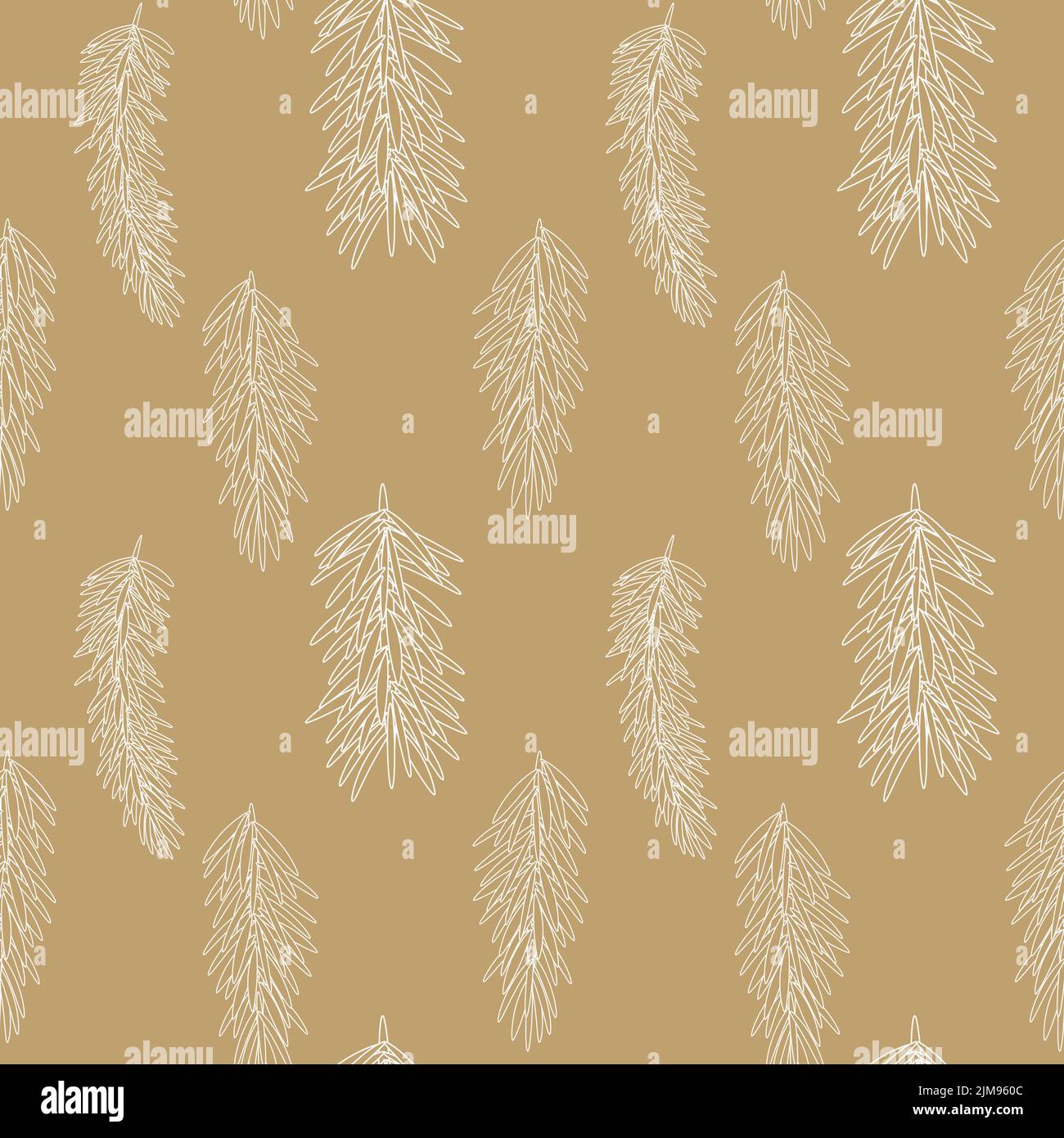 Winter Golden Fir Seamless Pattern Background. Vector Illustration ...