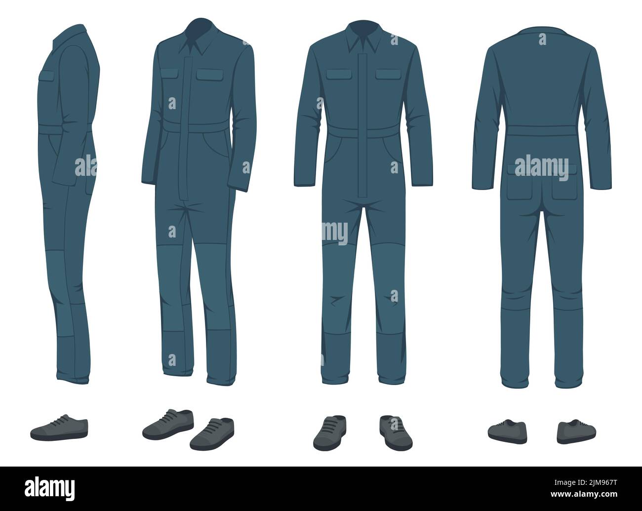 Worker Uniform Mockup Front View on white background, Uniform for a ...