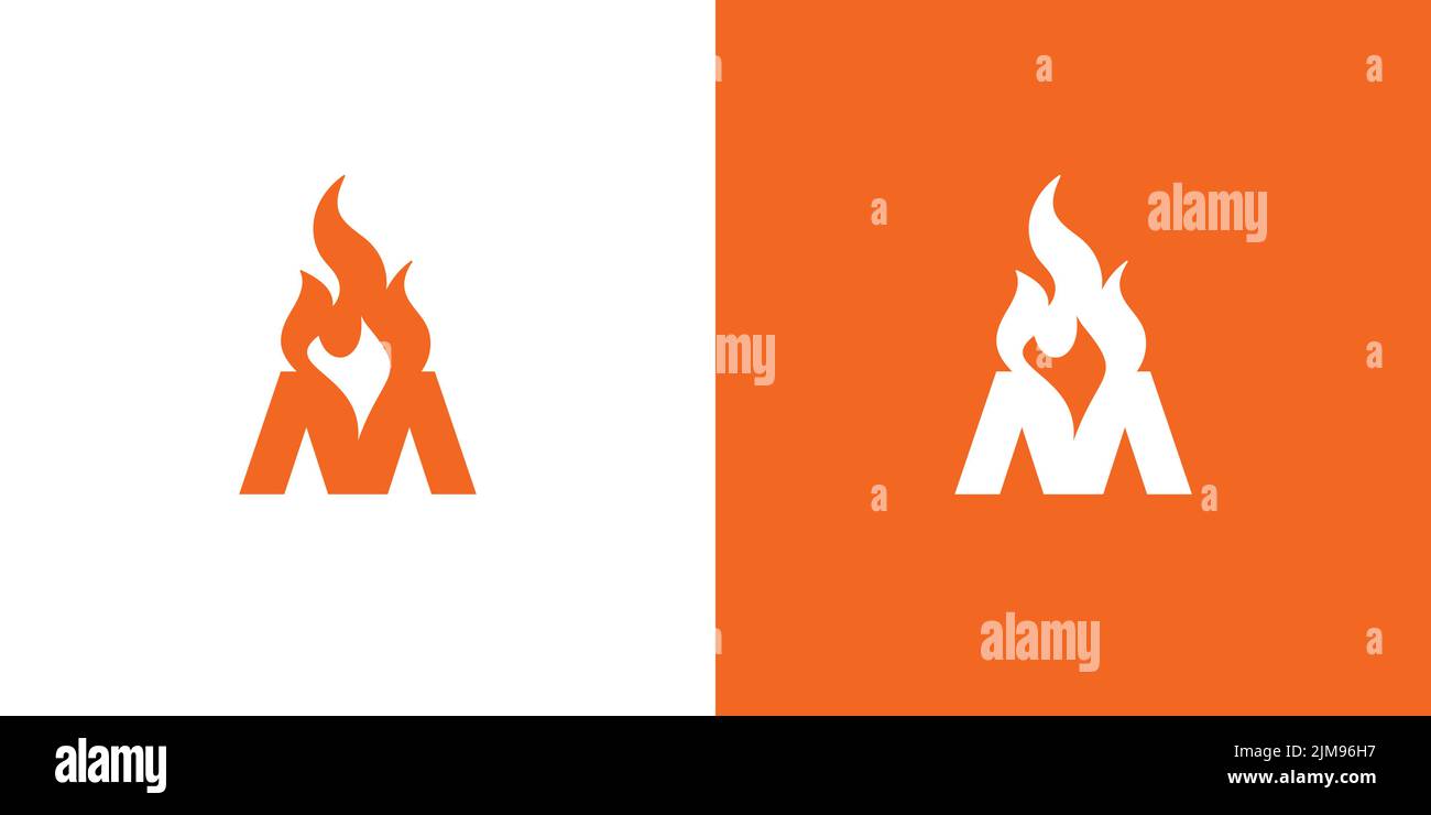 Modern and professional letter M initials Fire logo design Stock Vector ...