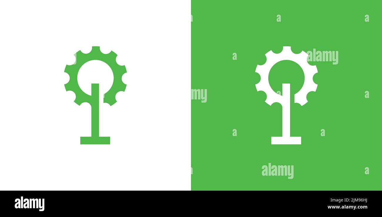 Unique and modern gear tree mechanic logo design Stock Vector Image ...