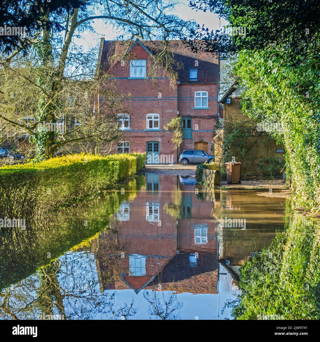 Reflections In A Flood Pool Whitchurch Oxfordshire Stock Photo - Alamy