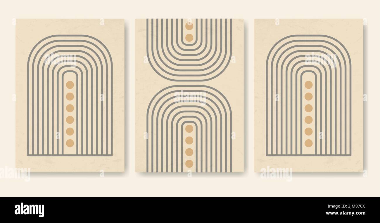 Arch and circles poster set in boho minimalistic style Stock Vector ...