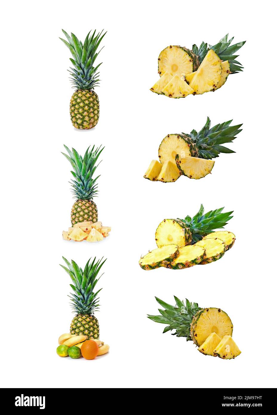 Set of pineapple fruits with cut Stock Photo - Alamy