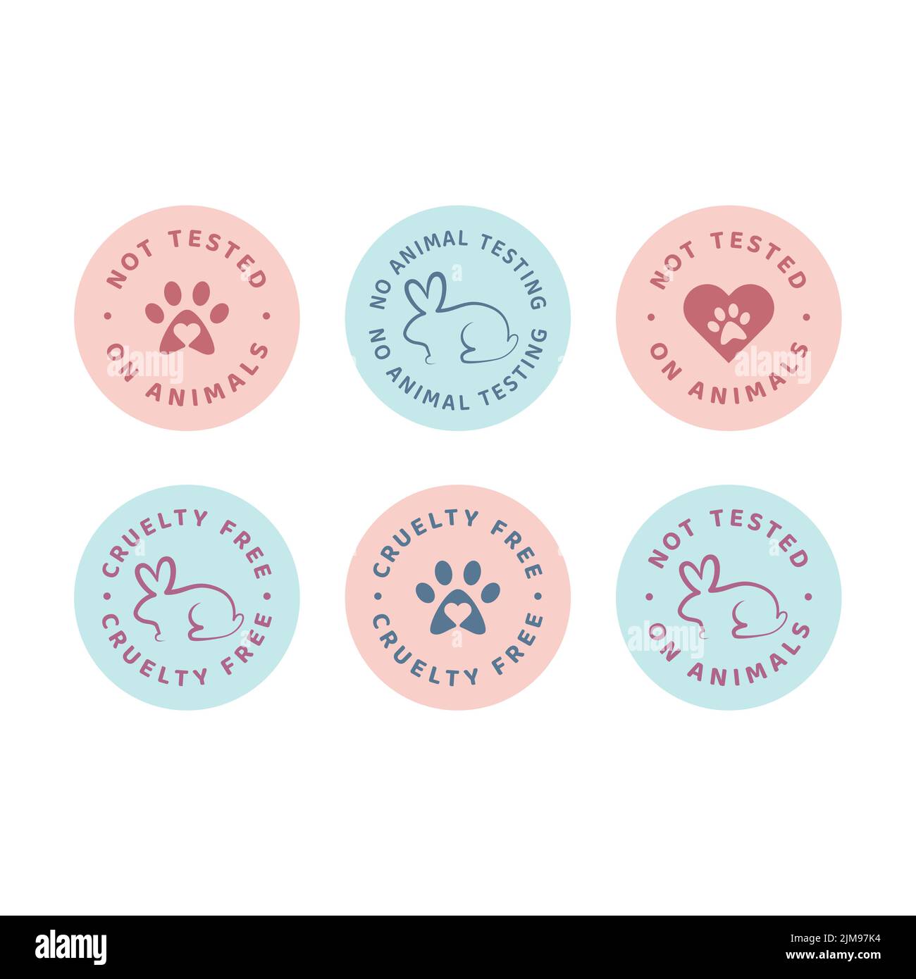Not tested on animals label set. Circle cruelty free badge with dog paw ...