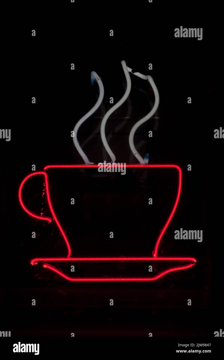 Coffee Cup Neon Sign Stock Photo - Alamy