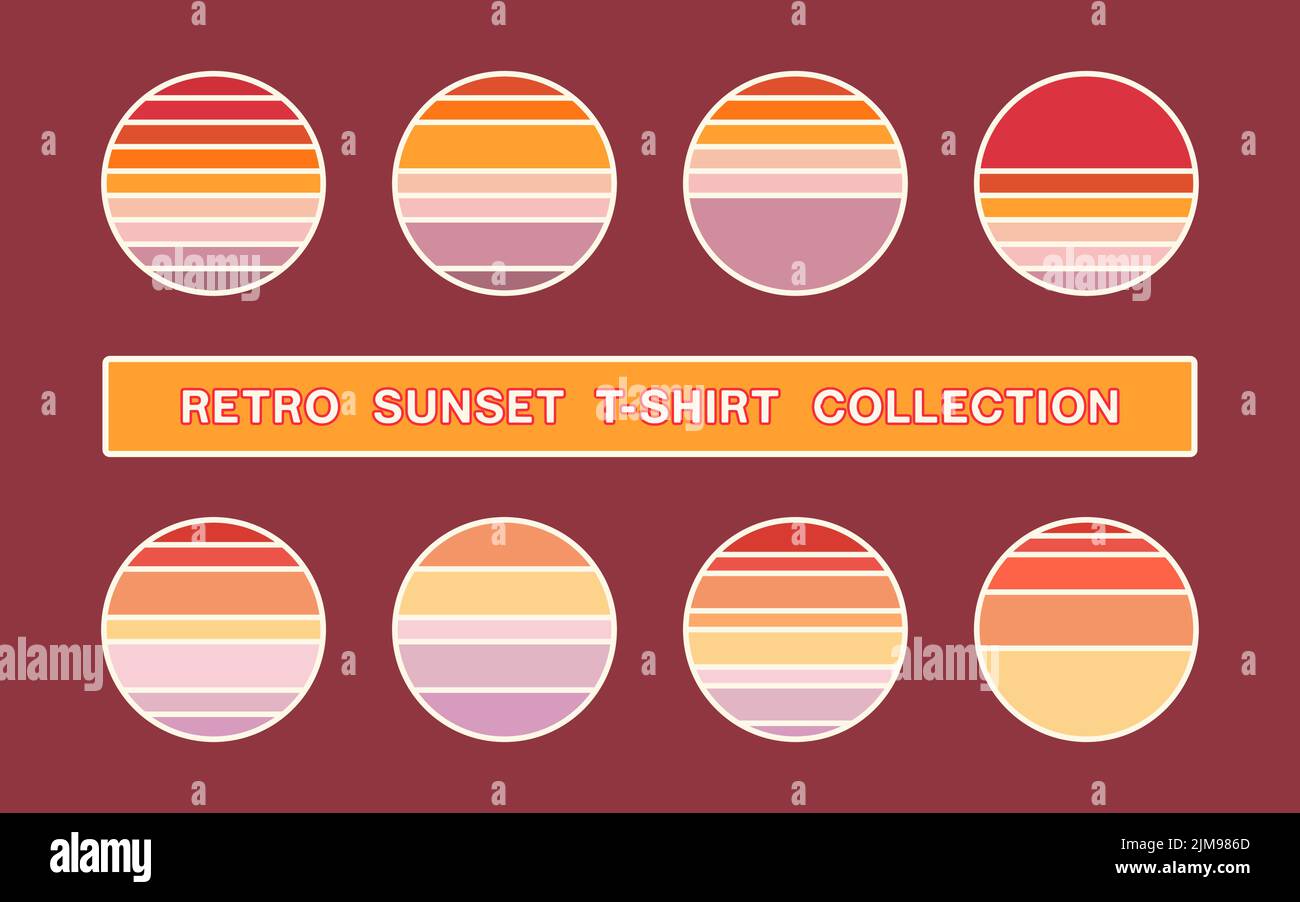 Sunset retro shirt collection vector design set Stock Vector Image ...