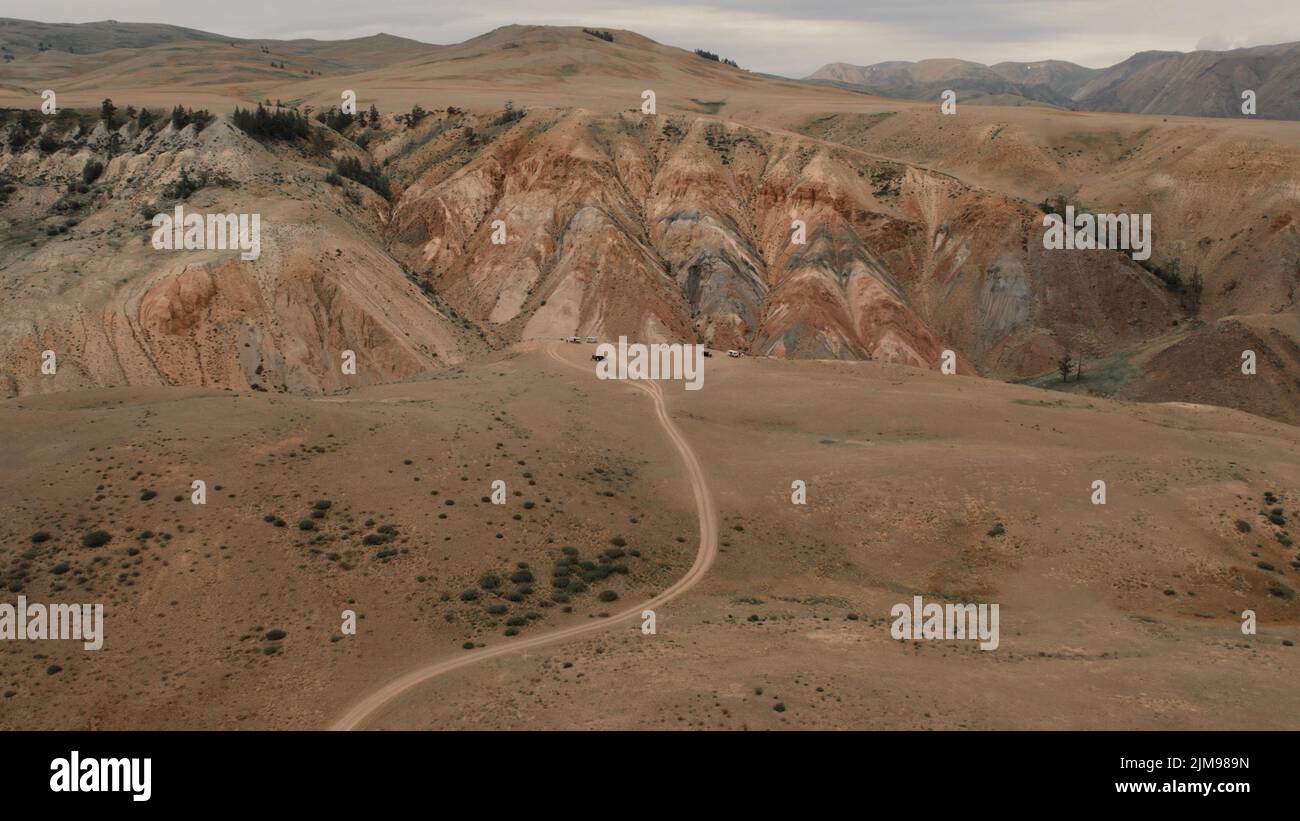 Mars valley with red mountains in Altai, Kyzyl-Chin valley, Siberia ...