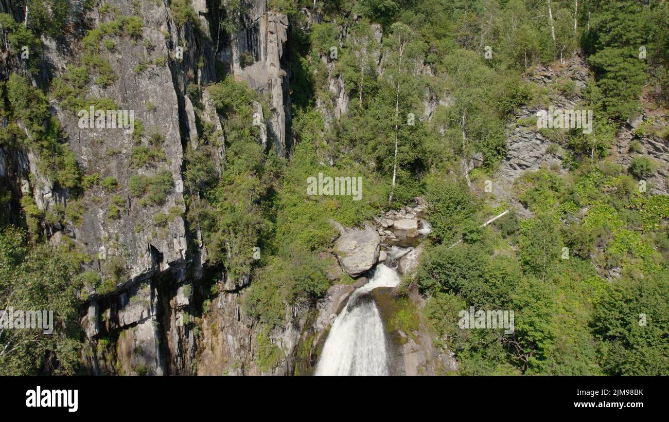 Waterfall Korbu in forest of Altai, Siberia, Russia. Beautiful summer ...