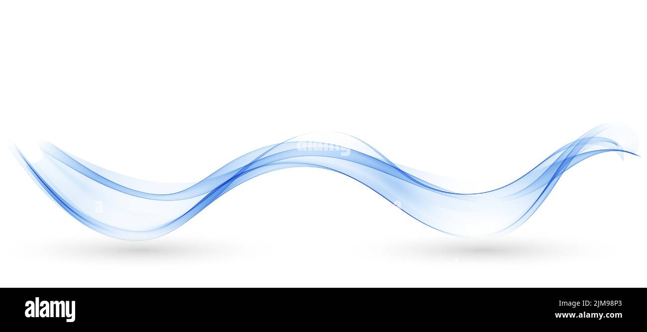 Blue transparent wave on white background.Abstract vector wave ...
