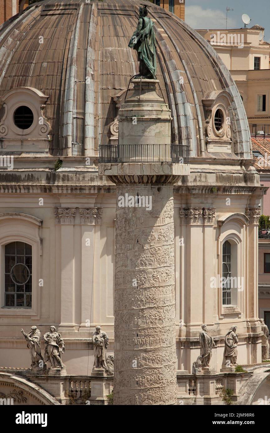 Top part of Trajan's column in Rome Stock Photo - Alamy