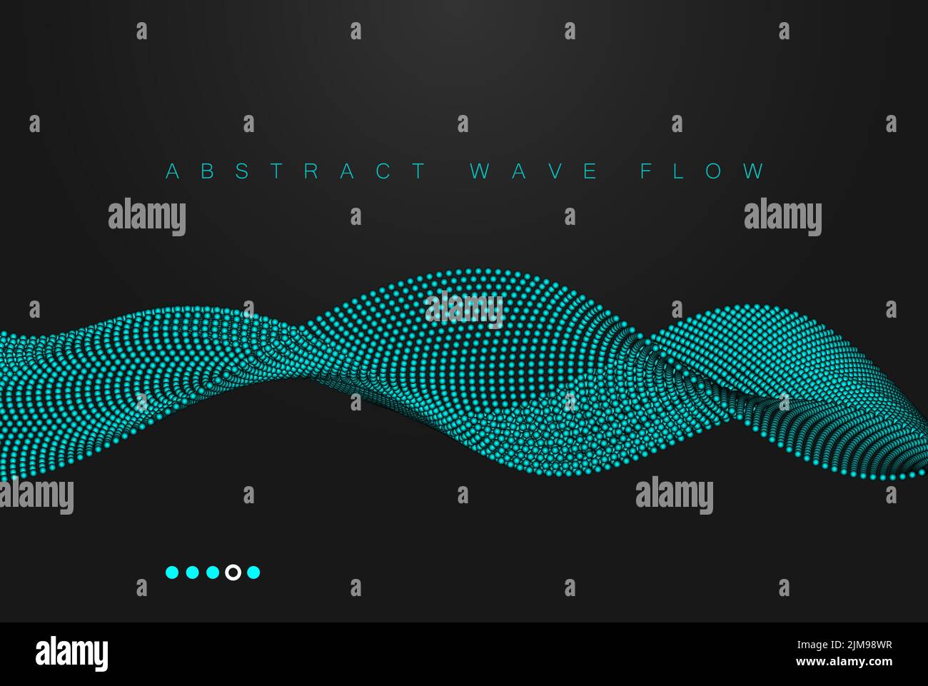 Wavy array with round particles. Abstract background of smooth wave flow from particles Stock ...