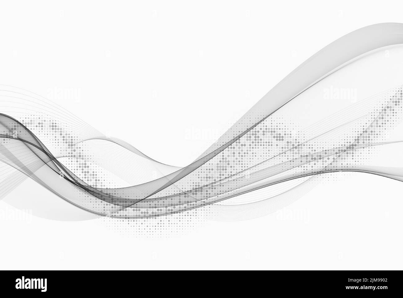 Gray wavy lines with halftone effect.Abstract transparent gray wave ...