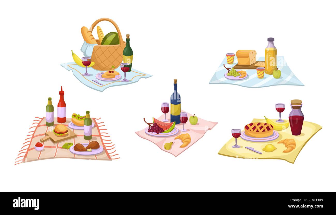 Food drinks on table Stock Vector Images - Alamy