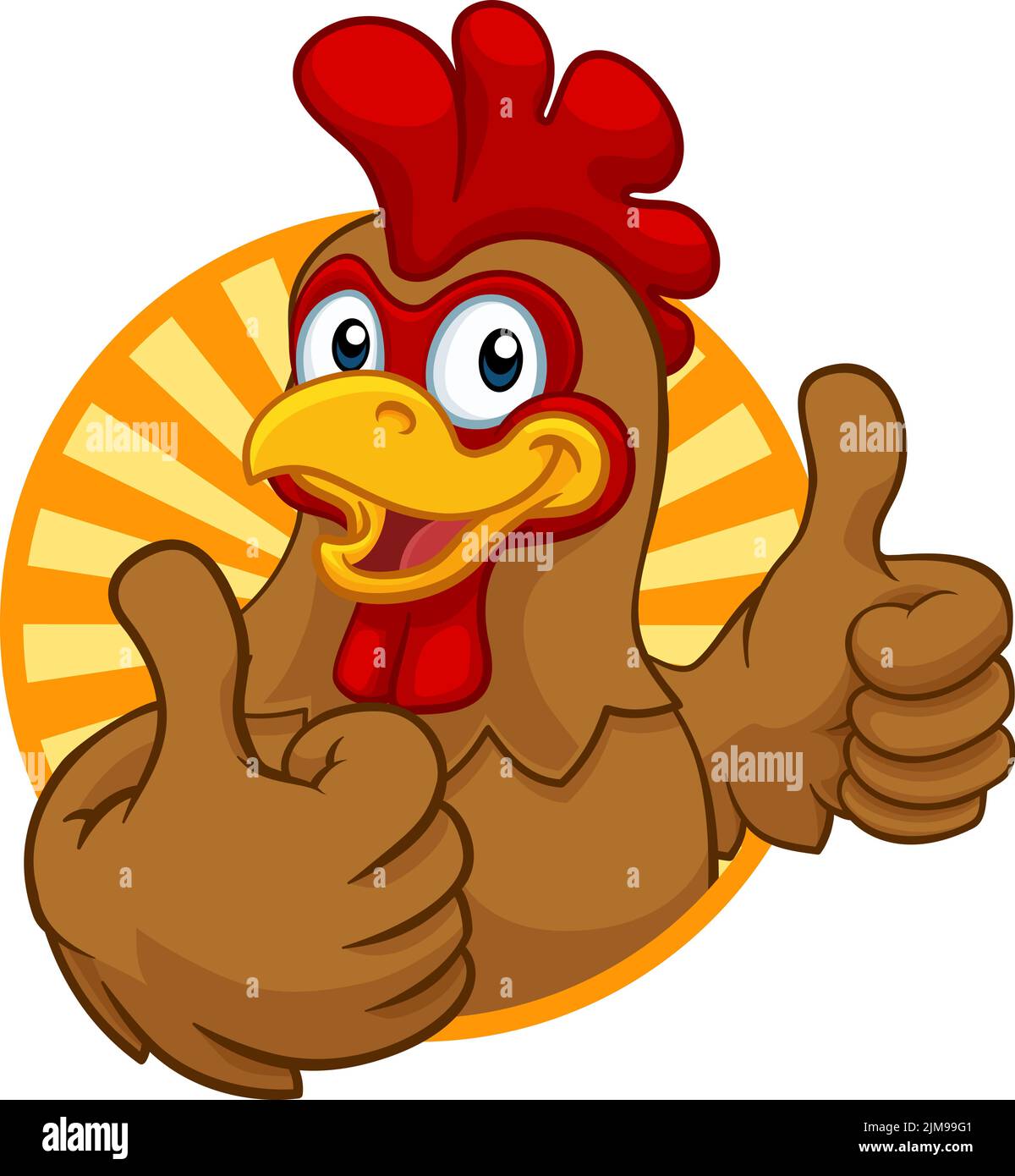 A chicken cartoon rooster cockerel character mascot giving a thumbs up ...