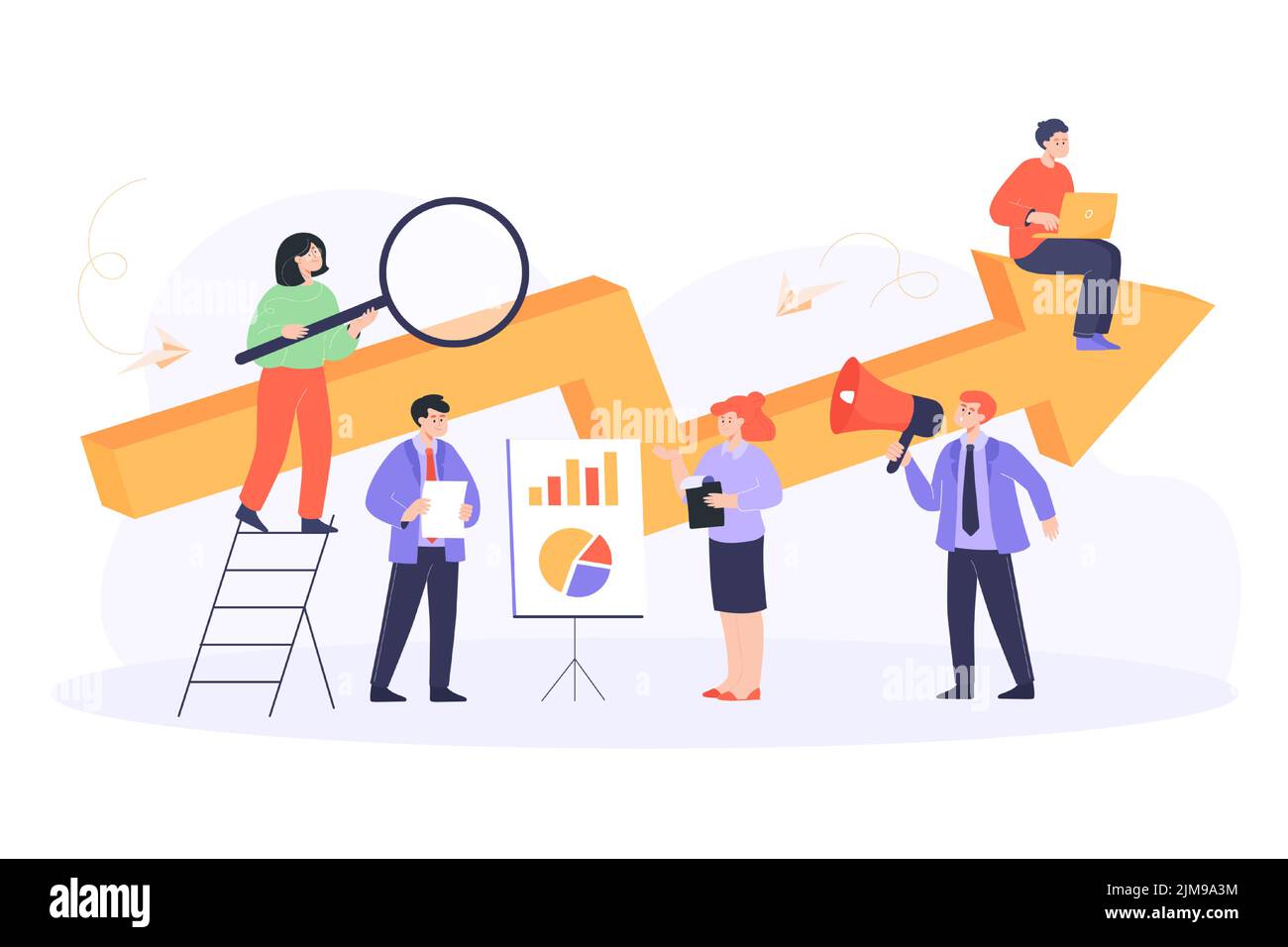 Business people working together on project. Men and women sitting on ...